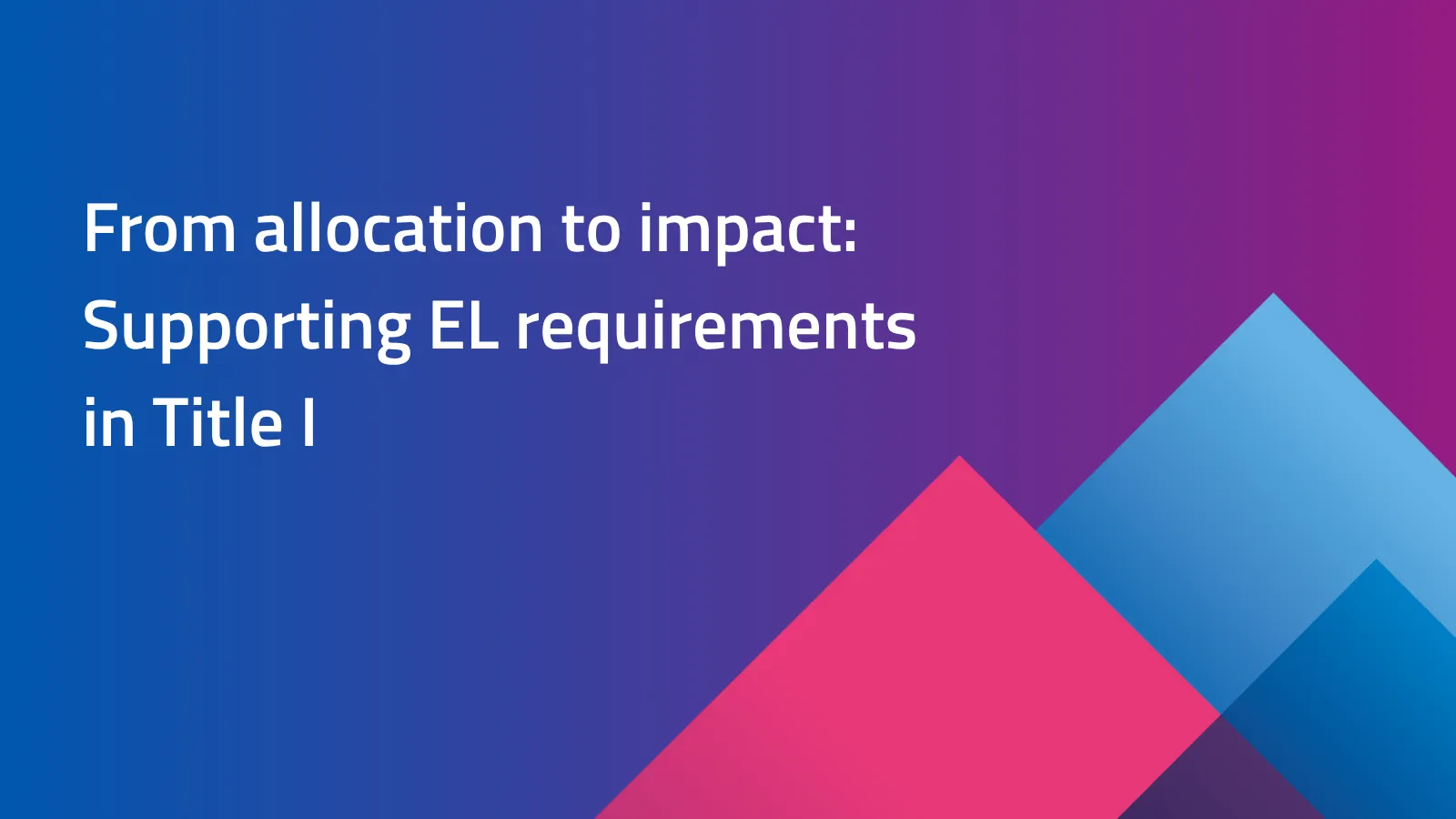 From allocation to impact: Supporting EL requirements in Title I ...